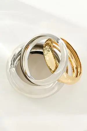 8 Other Reasons Bangle Bracelets Set Of 3 - Gold & Silver