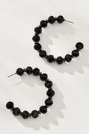 Anthropologie Circular Crystal Earrings - Black
