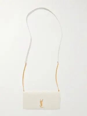 Saint Laurent Cassandre Strap Leather Phone Case - Neutrals