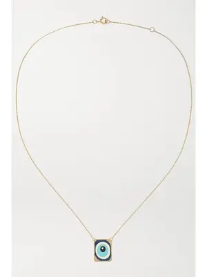 DIANE KORDAS 18-karat Rose Gold, Enamel And Diamond Necklace - Blue