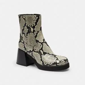COACH Block Heel Boots With Snake Print