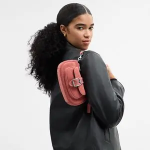 COACH® Ashton Mini Shoulder Bag - Suede/silver/pink