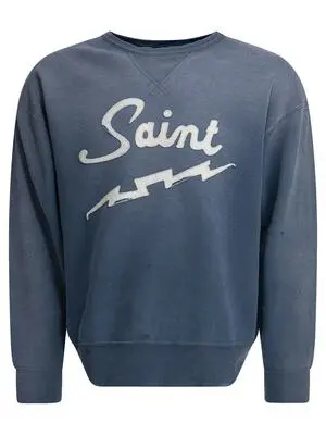 SAINT M×××××× Cotton Crewneck Sweatshirt - Blue