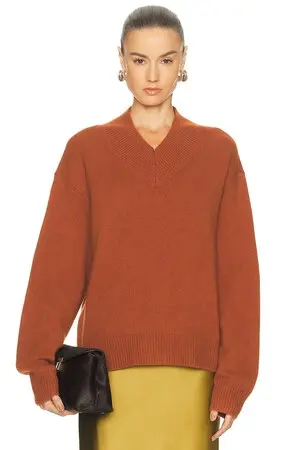 SRG Doris Cashmere V-neck Sweater - Rust