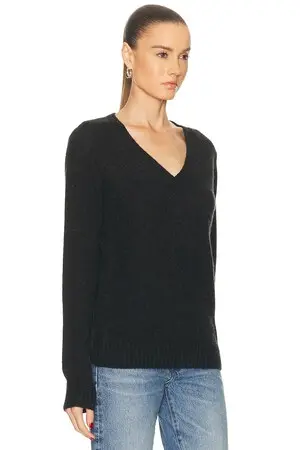 Enza Costa Cashmere V-neck Sweater - Charcoal