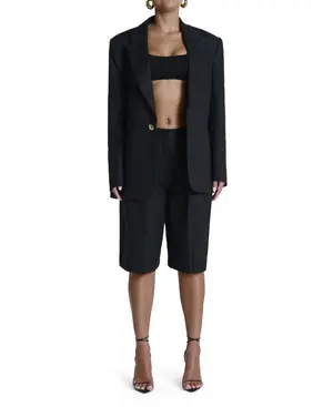 Naked Wardrobe Linen Suited Blazer - Black