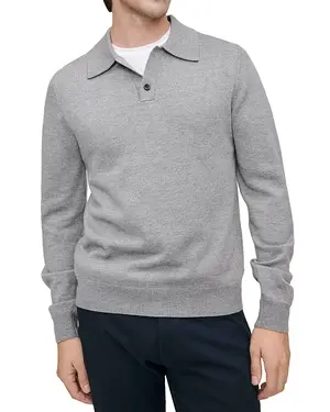 DL1961 Long Sleeve Knit Polo Sweater - Grey Melange