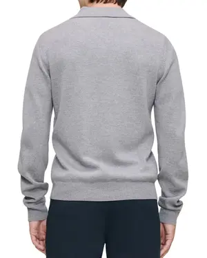 DL1961 Long Sleeve Knit Polo Sweater - Grey Melange