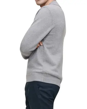 DL1961 Long Sleeve Knit Polo Sweater - Grey Melange