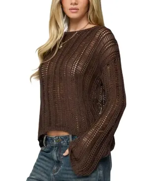 EDIKTED Jaide Sheer Ladder Knit Sweater