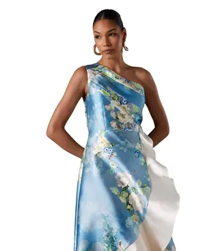 Coast One-shoulder Ruffle Midi Dress