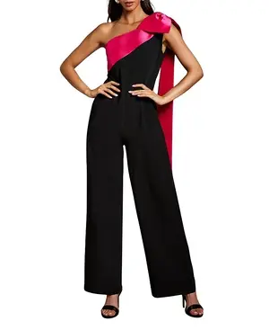 Coast Bow One Shoulder Wide Leg Jumpsuit - Black