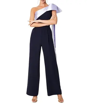 Coast Bow One Shoulder Wide Leg Jumpsuit - Navy