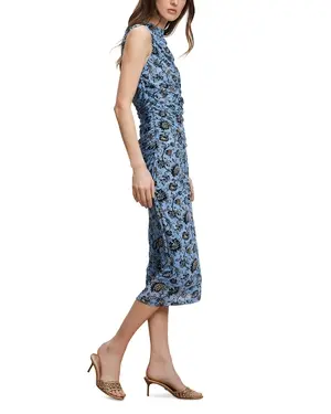 Veronica Beard Printed Ruched Midi Dress