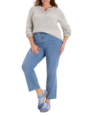 NIC+ZOE Tuck Texture Split Neck Sweater