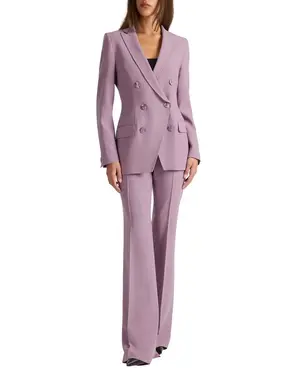 Santorelli Paco Double-breasted Six-button Wool Stretch Jacket - Dusty Lilac