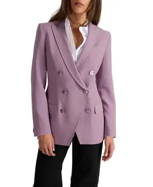 Santorelli Paco Double-breasted Six-button Wool Stretch Jacket - Dusty Lilac