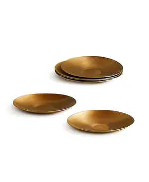 THE COLLECTIVE HOME Extra Small Artisan Brass Plates, Set Of 6 - Yellow