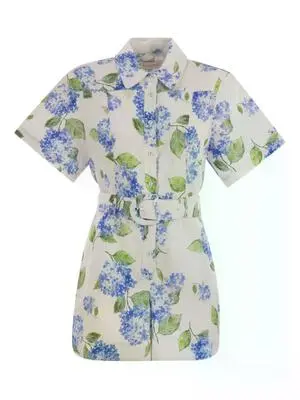 MC2 SAINT BARTH Carola Floral-print Playsuit - Neutrals