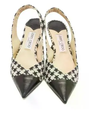 JIMMY CHOO Houndstooth Leather Slingback Pumps