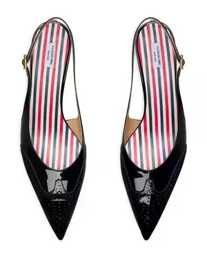 Thom Browne Soft Patent Wingtip Slingback Pumps - Black