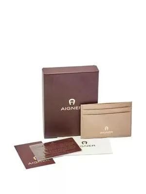 AIGNER Leather Card Holder - Neutrals