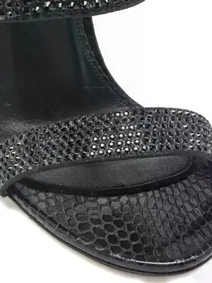 LE SILLA Snakeskin-embossed Crystal Sandals