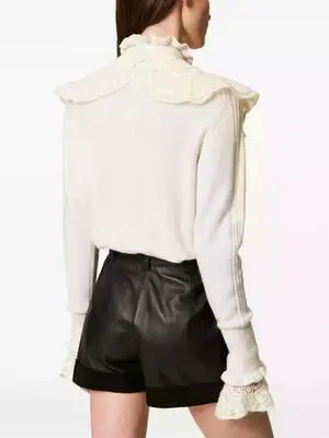 TWINSET Pleated Leather Shorts