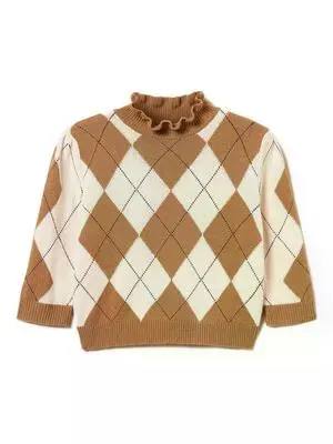 TWINSET Diamond-pattern Cropped Sweater - Brown