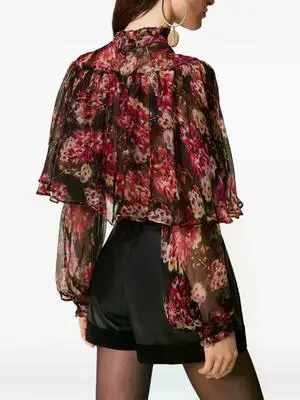 TWINSET Floral Ruffled Tie-neck Top