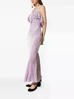 TWINSET Ruffled Velvet Maxi Dress