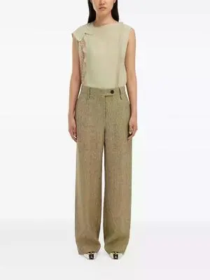 FERRAGAMO Sleeveless Top With Lace Inserts - Neutrals