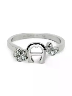 AIGNER Crystal Logo Ring - Silver
