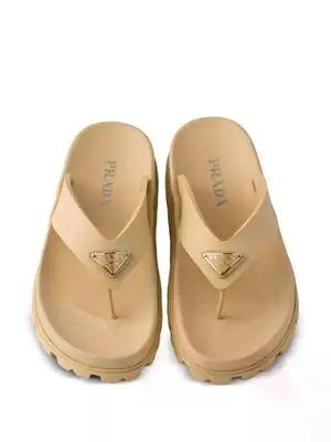 Prada Logo-plaque Sandals - Neutrals