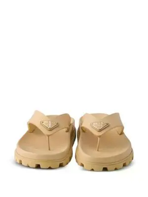 Prada Logo-plaque Sandals - Neutrals