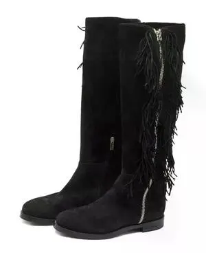 LE SILLA Suede Fringe Knee Boots