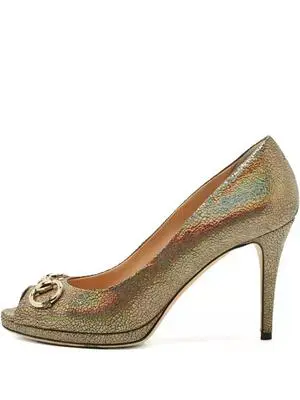 Gucci Iridescent Peep-toe Pumps
