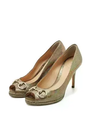 Gucci Iridescent Peep-toe Pumps