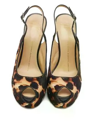 GIUSEPPE ZANOTTI Leopard-print Peep-toe Slingback Pumps