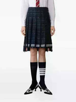 Thom Browne Satin Ribbon Pleated Midi Skirt