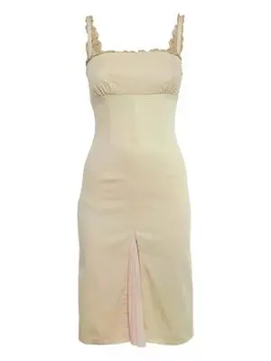 Valentino Garavani Plissé Lace-detail Midi Dress - Neutrals
