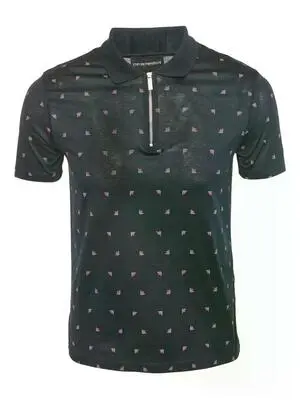 Emporio Armani Zip Pattern Polo Shirt
