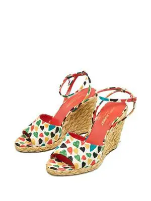 Saint Laurent Raffia Platform Wedge Sandals