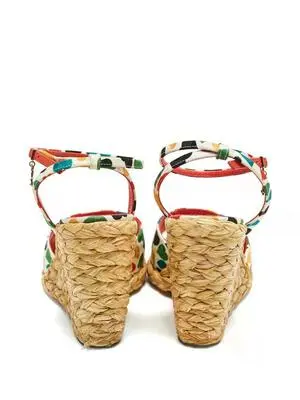 Saint Laurent Raffia Platform Wedge Sandals