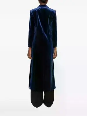 BLANCA VITA Double-breasted Velvet-effect Coat - Blue