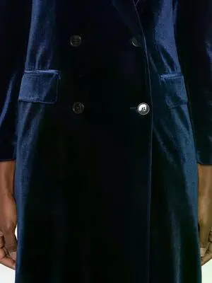 BLANCA VITA Double-breasted Velvet-effect Coat - Blue