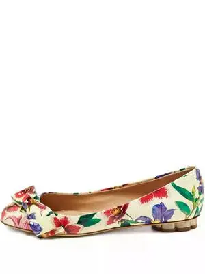 FERRAGAMO Avola Floral-motif Ballet Flats - Neutrals