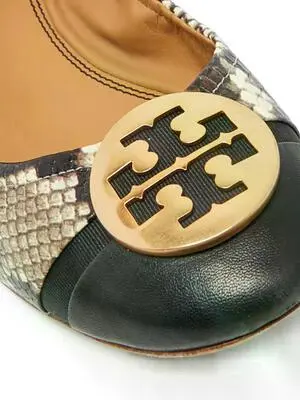 Tory Burch Python-embossed Ballerina Flats