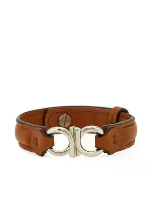 FERRAGAMO Gancini Leather Bracelet - Brown