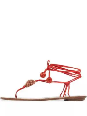 AQUAZZURA Tie-fastening Embellished Sandals - Orange